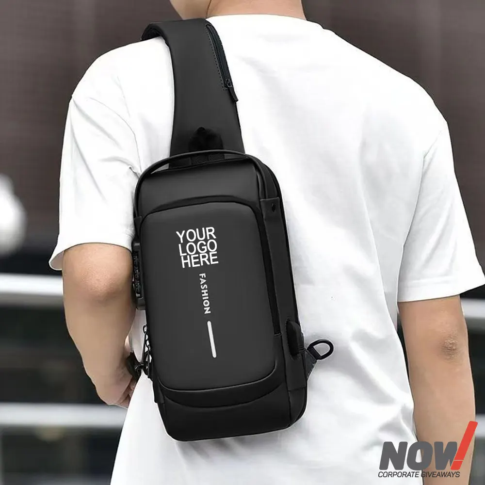 Crossbody Sling Bag With USB Charging Port Custom Logo Branding - Now ...